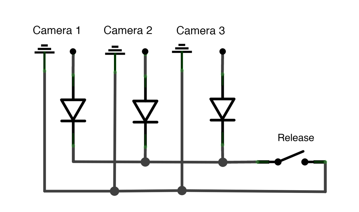 Passive circuit for triggering cameras